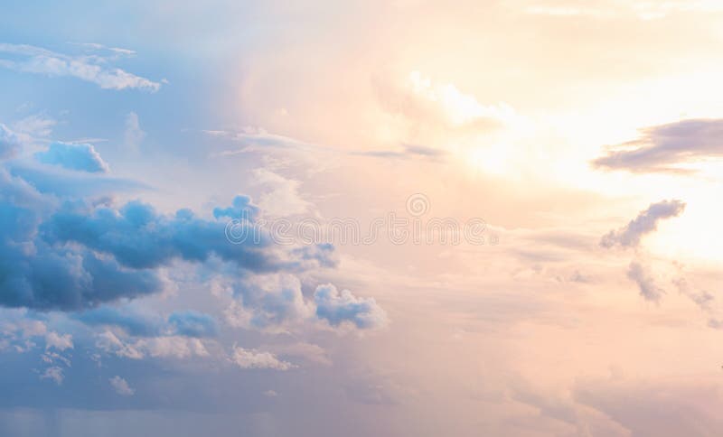 Delicate Sunrise in the Sky with Clouds. Copy Space. Magic Tender ...
