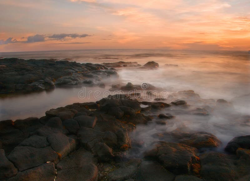 Delicate sunset of Hawaii stock image. Image of tree, travel - 6463547