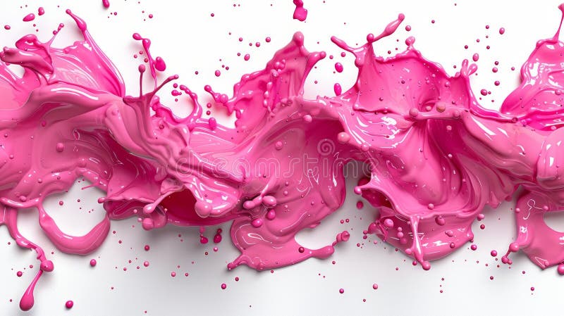 Delicate Swirls of Pink Paint Dance and Intertwine on a Pristine White ...