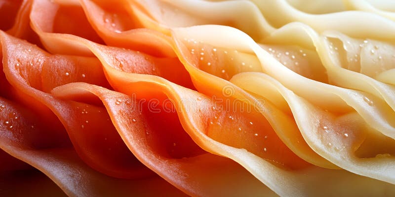 Delicate, Thinly Sliced Layers of Orange and White Food with a Smooth ...