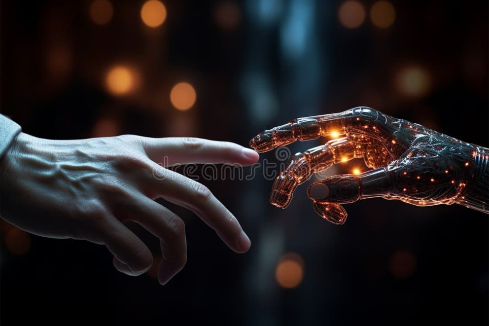 In a Delicate Touch, Human and AI Technology Unite Harmoniously Stock ...
