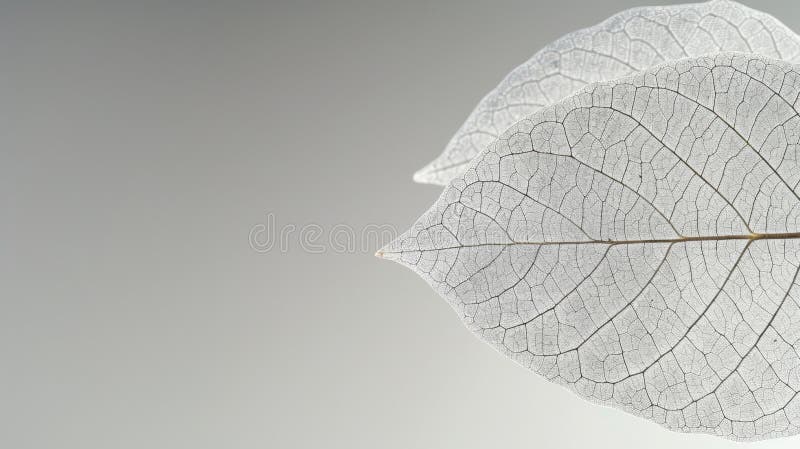 A Delicate, Translucent Leaf with Intricate Veins Against a Soft Gray ...
