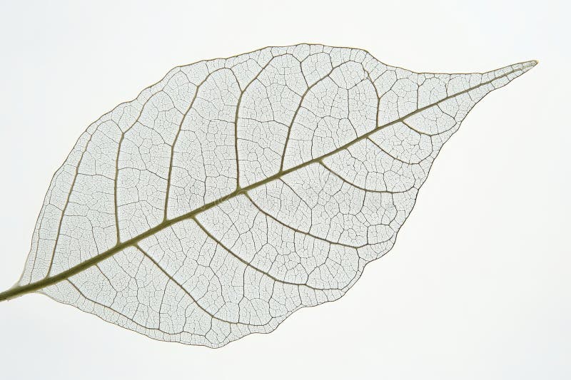 A Delicate, Translucent Leaf Skeleton Against a White Background Stock ...