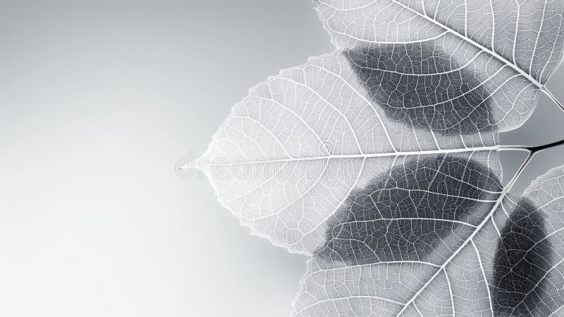 Delicate, Translucent Leaves with Intricate Veins Against a Soft, Gray ...
