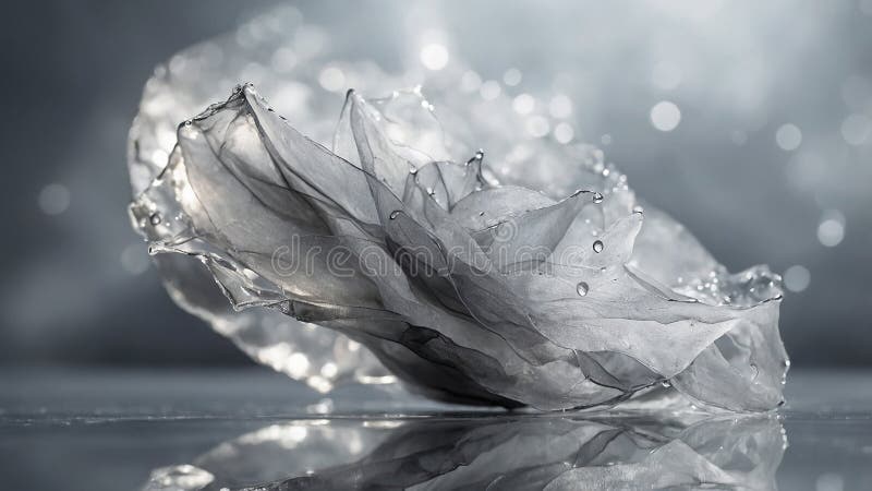 Delicate Translucent Structure with Water Droplets and Soft Lighting ...