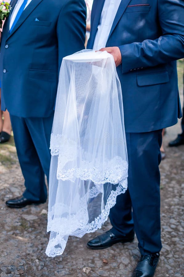 Delicate Veil Presentation at a Joyous Wedding Ceremony Stock Image ...