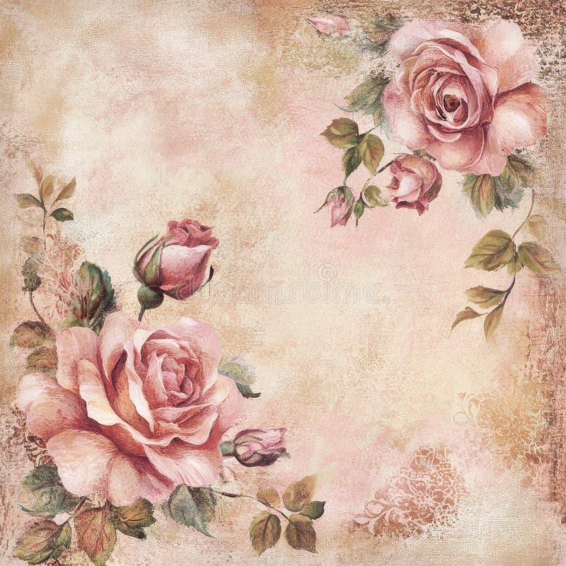 Delicate Victorian Rose Design with Muted Pinks and Soft Texture Stock ...
