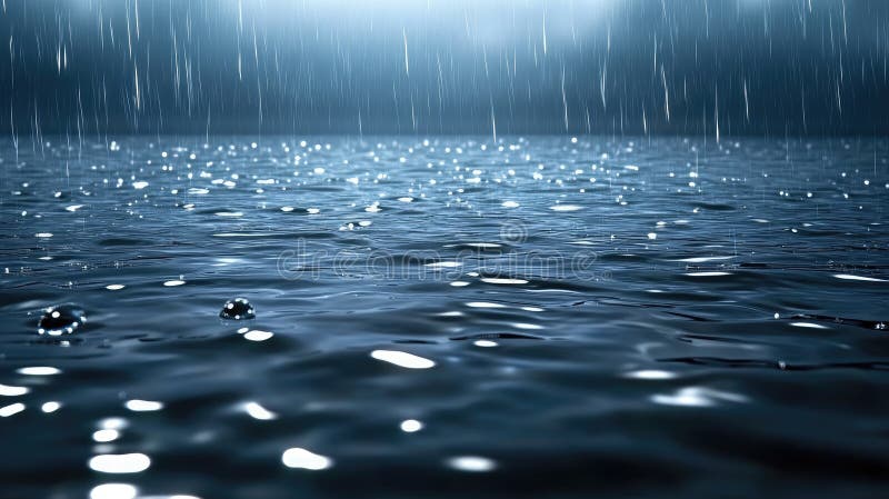 Delicate Water Droplets Rest on a Vibrant Blue Surface, Exhibiting ...