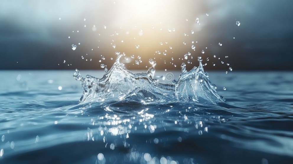 Delicate Water Droplets Rest on a Vibrant Blue Surface, Exhibiting ...