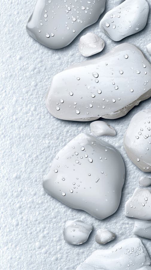 Delicate Water Droplets Rest on a Vibrant Blue Surface, Exhibiting ...