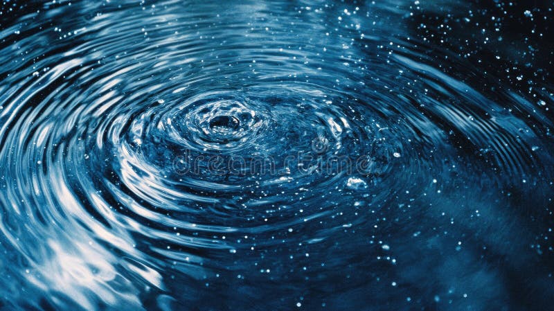 Delicate Water Droplets Rest on a Vibrant Blue Surface, Exhibiting ...