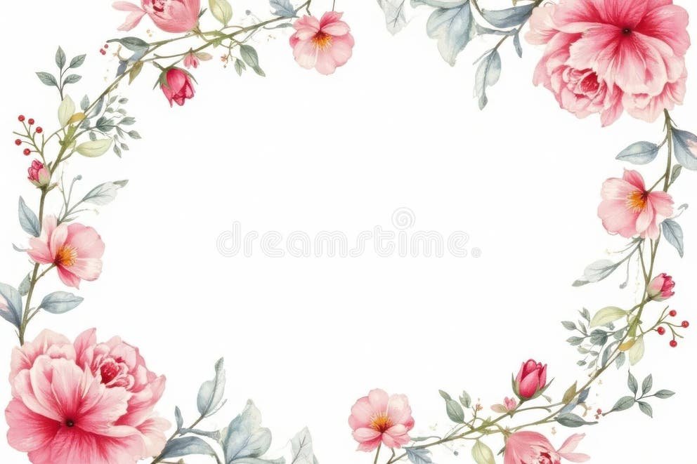 Delicate Watercolor Floral Pattern on White Background; Soft, Romantic ...