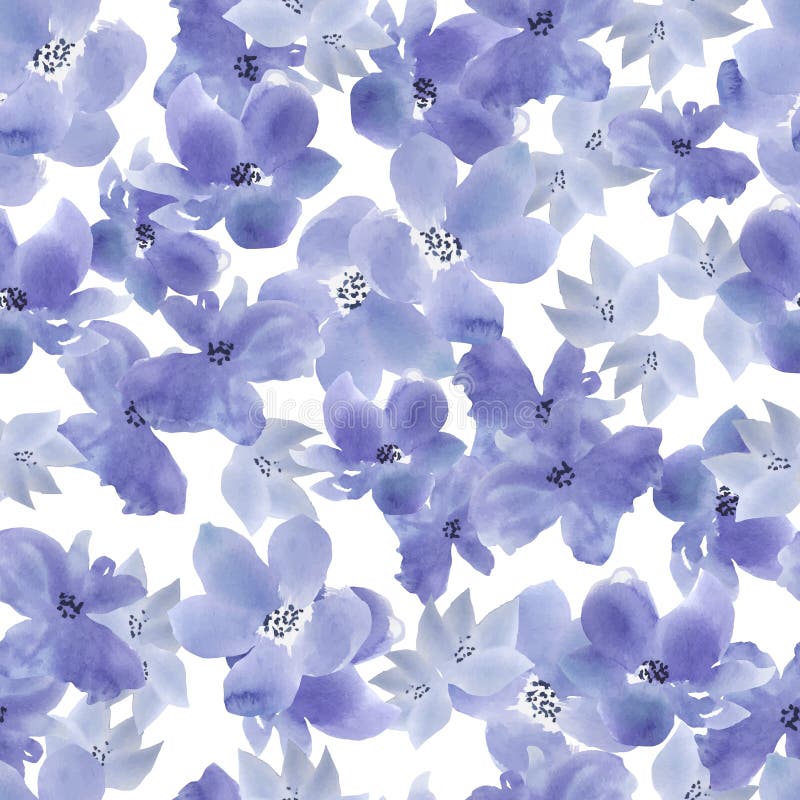 Delicate Watercolor Flowers Vector Seamless Pattern Stock Vector ...