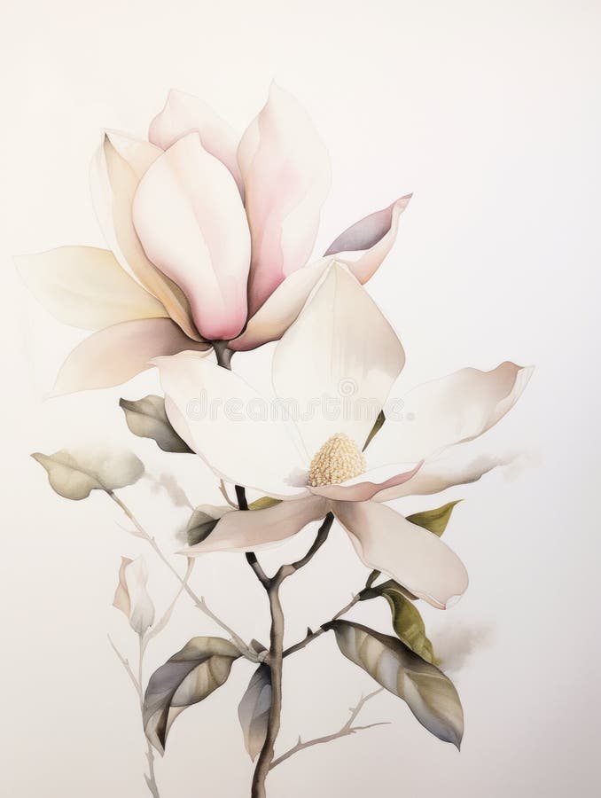 Delicate Watercolor Magnolia Bloom AI Generated Stock Illustration ...