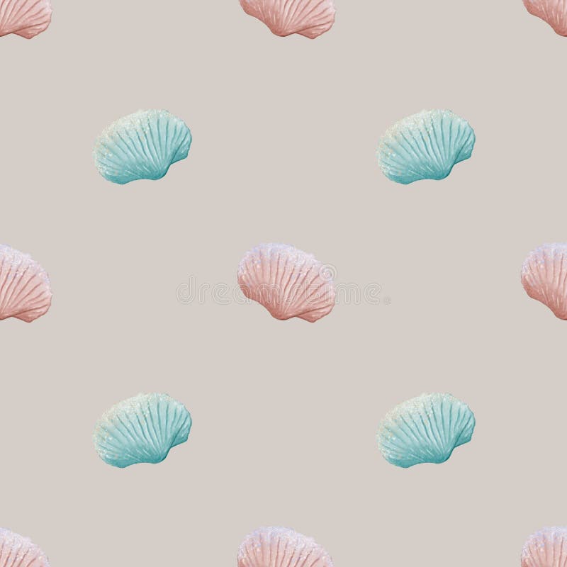 Elegant Watercolor Shell Pattern for Textile and Wrapping Design Stock ...