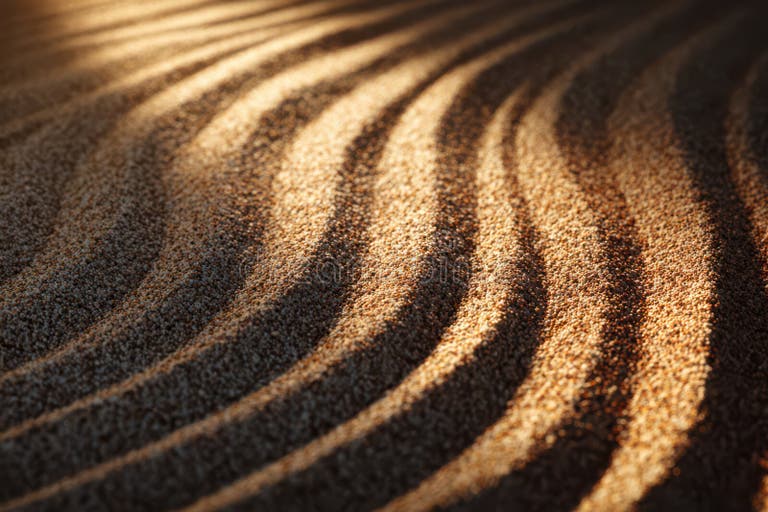 Delicate Wave Patterns Created by Crescent Ripple Shadows on Sunlit Grains of Sand Stock Image ...