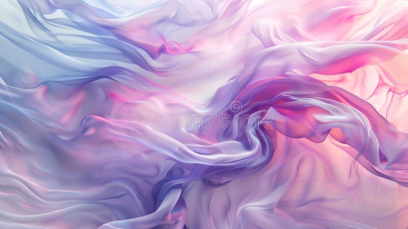 Delicate Waves of Silk Fabric in Soft Pastel Hues of Pink and Blue ...