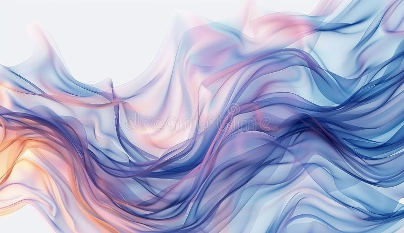 Delicate Wavy Forms in Shades of Blue and Pink Intertwine Against a ...