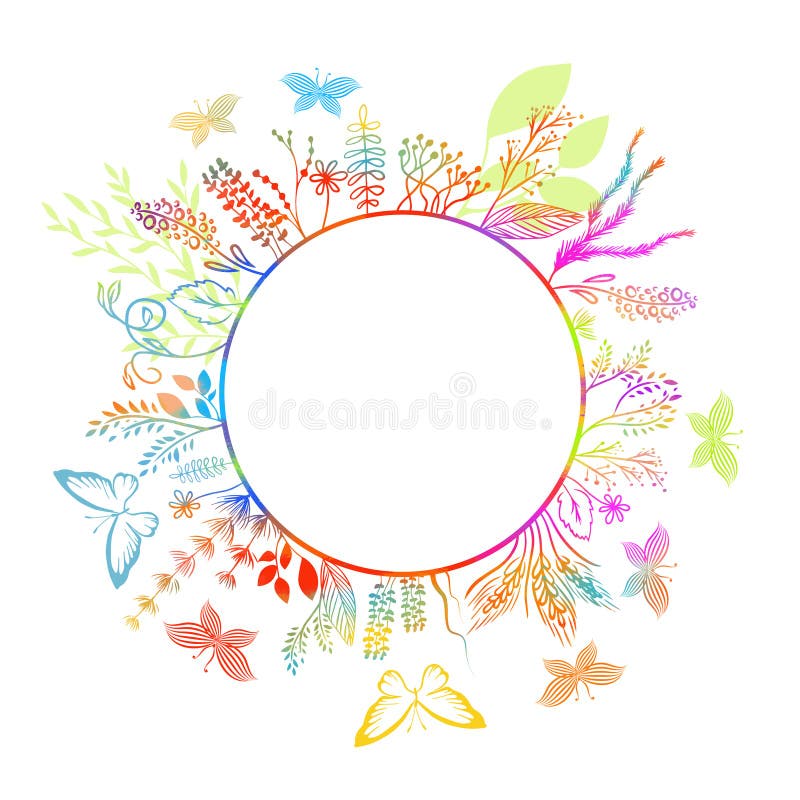 Delicate Wedding Floral Vector Design Frame. Round Frame with Colored ...