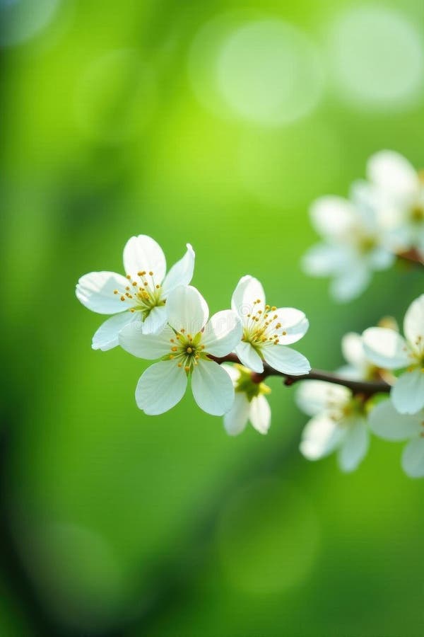 Delicate White Blossoms Burst Forth on a Vibrant Green Spring Tree ...