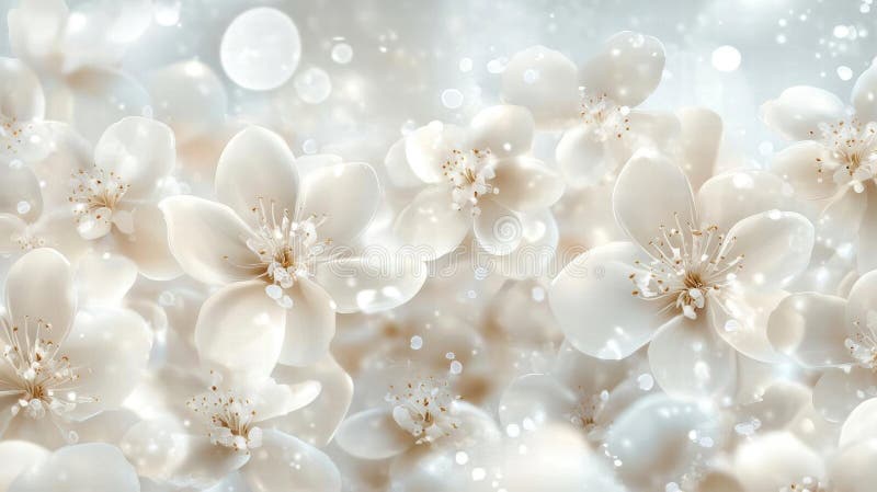 Delicate White Blossoms in a Dreamy Setting Stock Illustration ...
