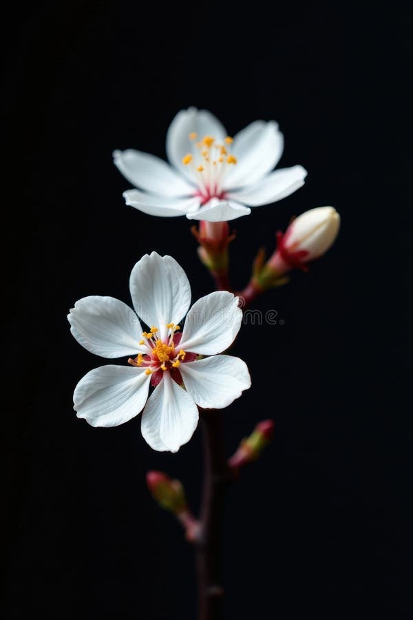 Delicate White Blossoms, Stark Black Backdrop , Texture, Purity Stock ...