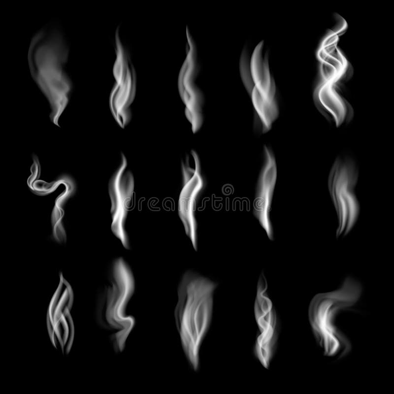 Delicate White Cigarette Smoke Waves on Transparent Background ...