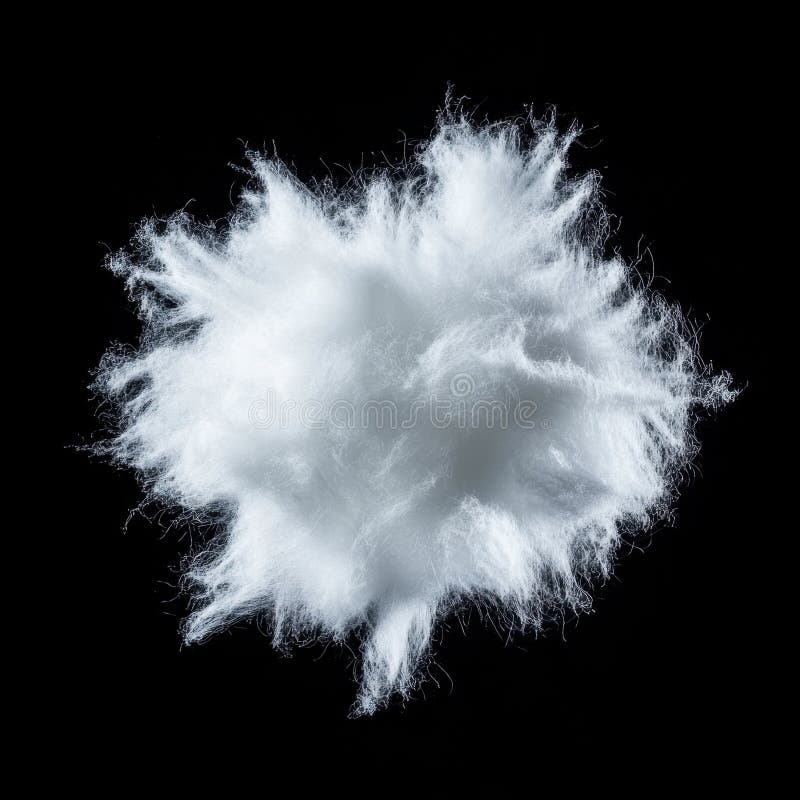 Delicate White Cloud with Fluffy Edges Isolated on Black Background ...