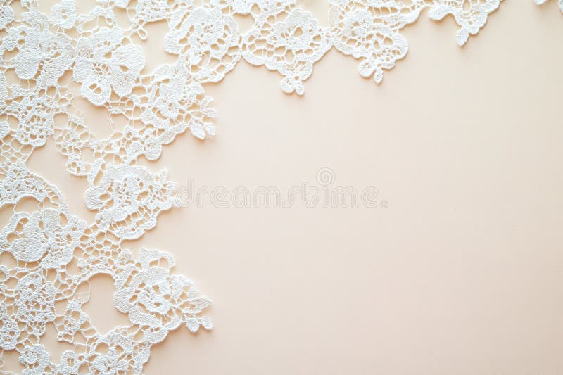 Delicate White Floral Lace Pattern on Soft Beige Background for Elegant ...
