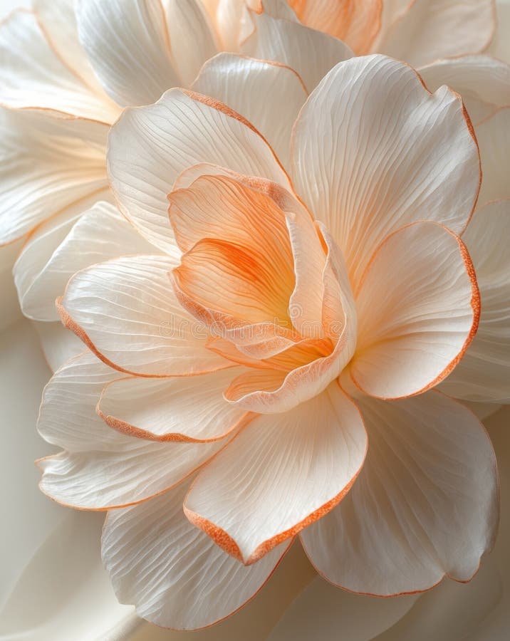 Delicate White Flower Petals with Soft Orange Highlights and Textures ...