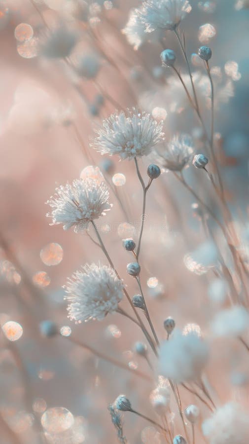 Delicate White Flowers in Soft Focus Field, Dreamy Nature Concept Stock ...