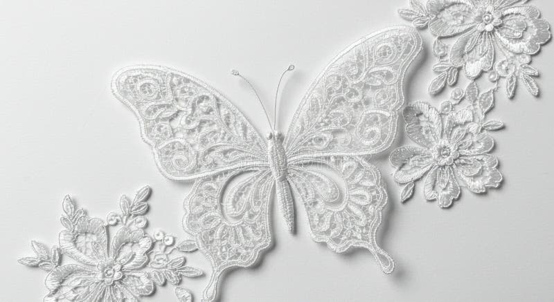White Lace Butterfly on White Background Stock Illustration ...