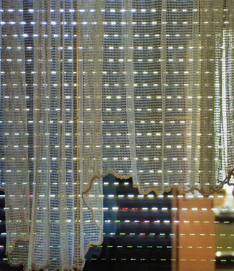 Delicate White Lace Curtains with Light Effect Illuminated Background ...