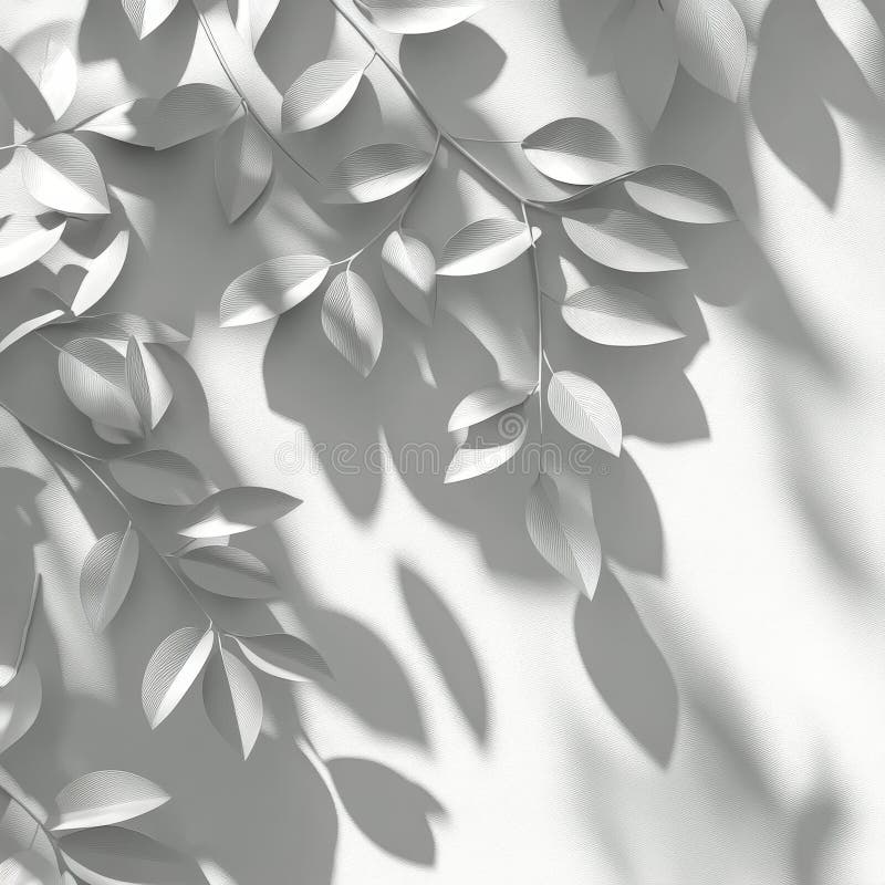 Delicate White Leaf Patterns Creating an Elegant Texture on a Soft ...