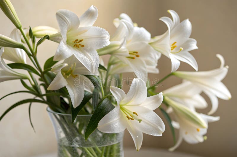 Delicate White Lilies Symbolizing Easter Purity Stock Illustration ...
