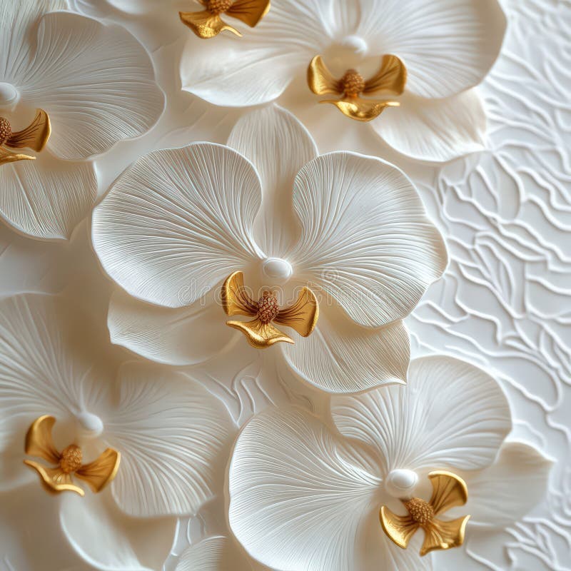 Delicate White Orchids with Elegant Texture on Soft Background Stock ...