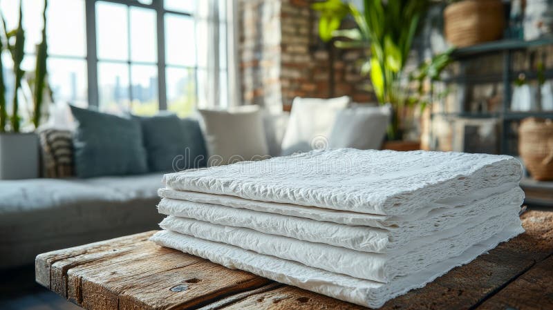 Delicate White Paper Rolls and Sheets are Stacked and Arranged Neatly ...