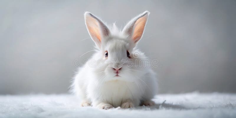 A Delicate White Rabbit Poses Against a Pristine White Background a ...