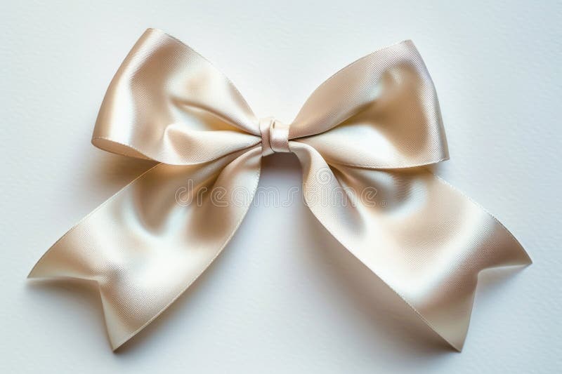 A Delicate White Satin Bow on a Smooth White Surface Exudes ...