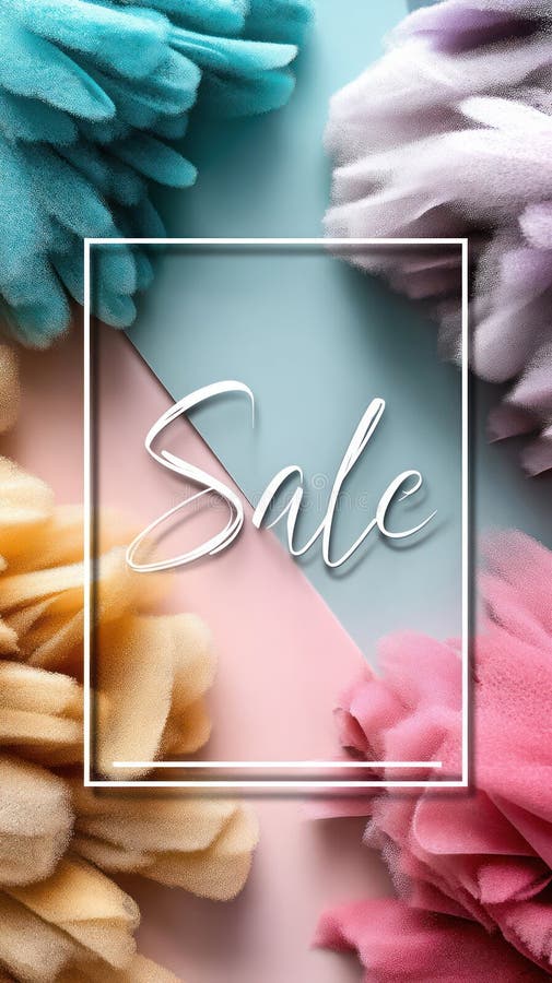 White Script "Sale" in Frame with Soft Floral Edges Stock Photo - Image ...