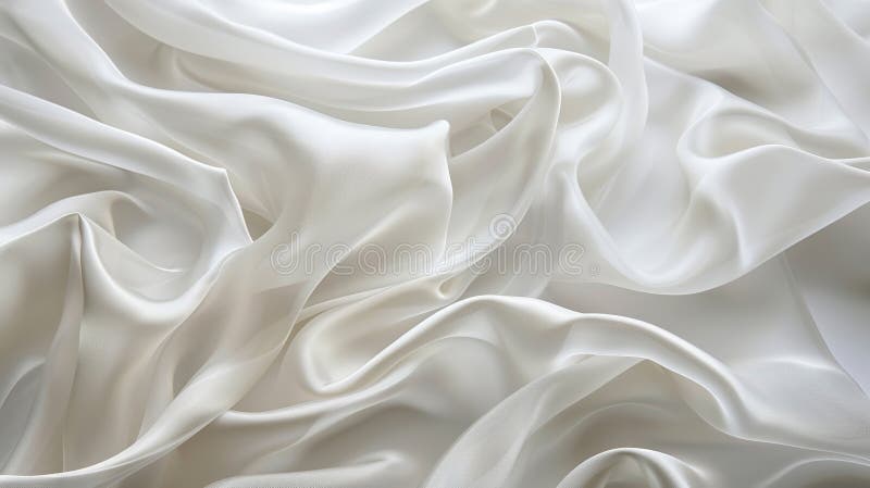 White Silk Satin Cloth Pieces are Gracefully Floating and Undulating in ...