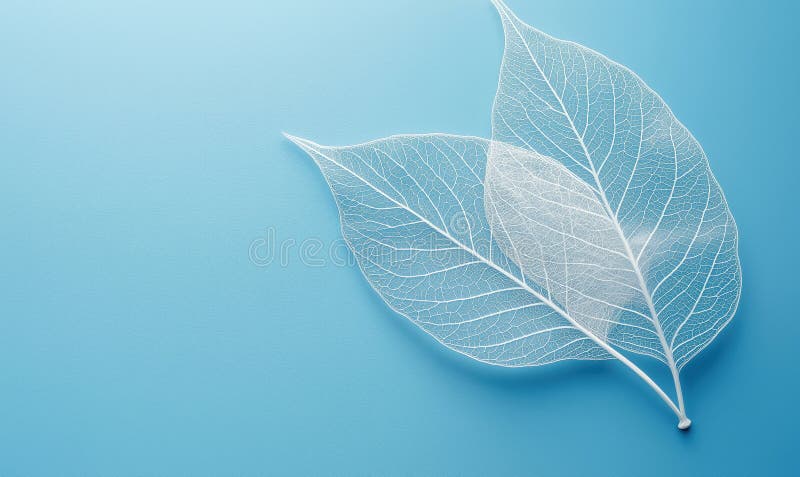Delicate White Skeleton Leaves on Soft Blue Background for Nature ...
