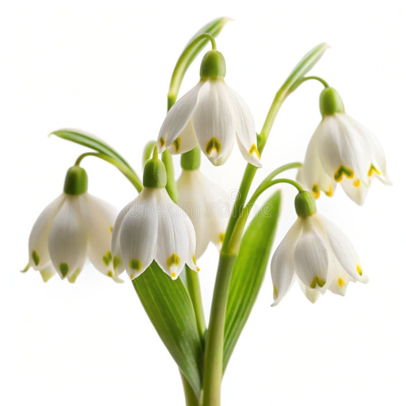 Delicate White Snowbell Flower in Bloom Stock Illustration ...