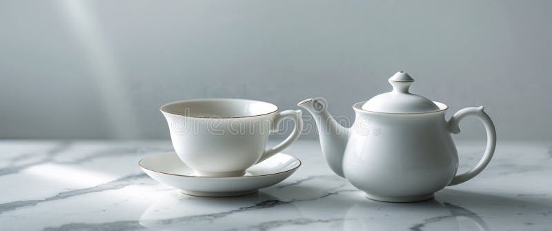 Delicate White Teacup Teapot Marble Stock Photos - Free & Royalty-Free ...