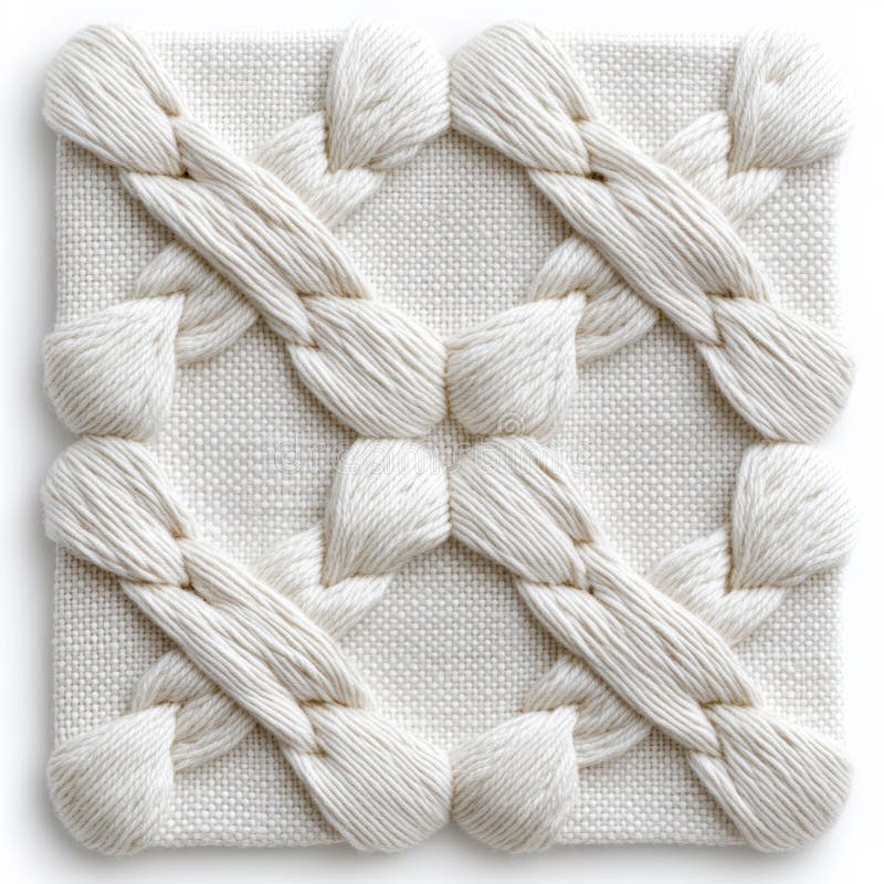 Delicate White Textile Art Featuring Intricate Knot Patterns, Perfect ...