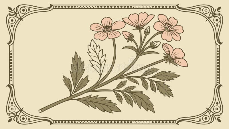 Delicate Wildflower Frame, Simple Botanical Border, Vector Design ...