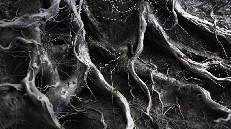 Delicate Wispy Strands of Root Hairs Peeking Out from the Gnarled ...