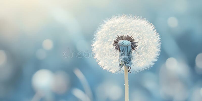 A Delicate Wispy White Dandelion Blowing in the Wind for Nature ...