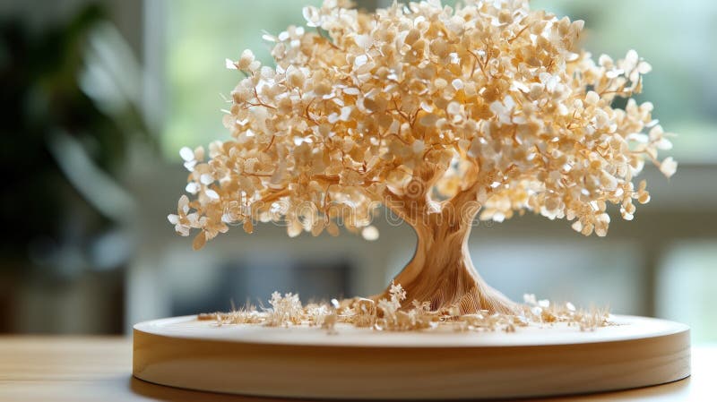 Delicate Wooden Tree Sculpture Stock Illustration - Illustration of ...