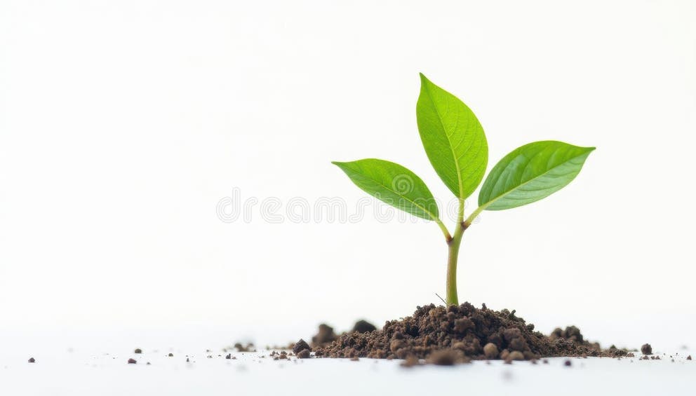 Delicate Young Tree, Single Sprout on Stark White , Picture, Single ...